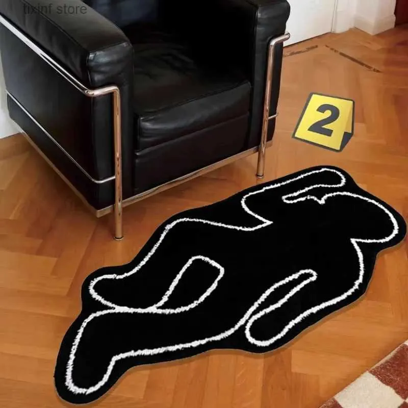 Carpet Creative Humanoid Crime Scene Living Room Carpet Irregular Shape ...