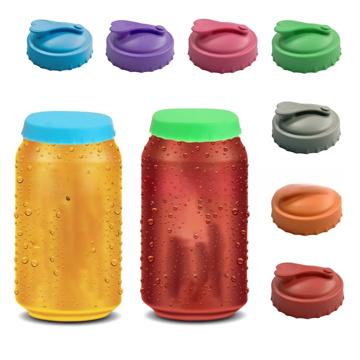 Reusable Silicone Soda Can Lids - Drink Savers, Food Grade, Fits ...