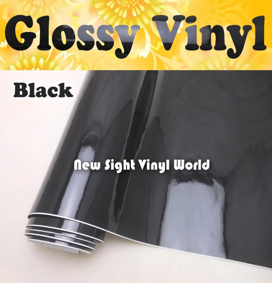 High Gloss Black Vinyl Wrap Car Wrap Air Shiny Black Vinyl Ultra Glossy ...