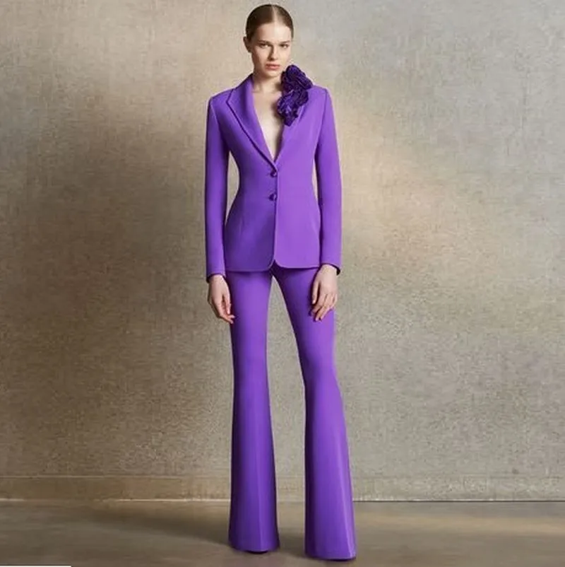 Purple Two Piece Women's Purple Suit Women For Formal Business, Office ...