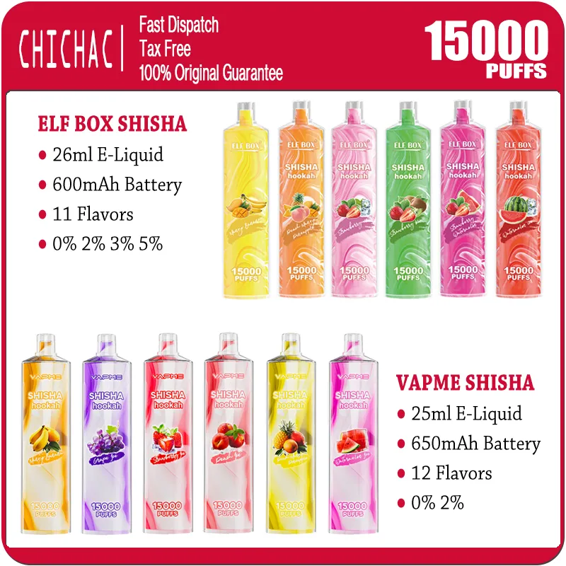 Shisha Hookah Elf Box 15000 Puffs Vapme Puff 15k Disposable Vape Pen ...