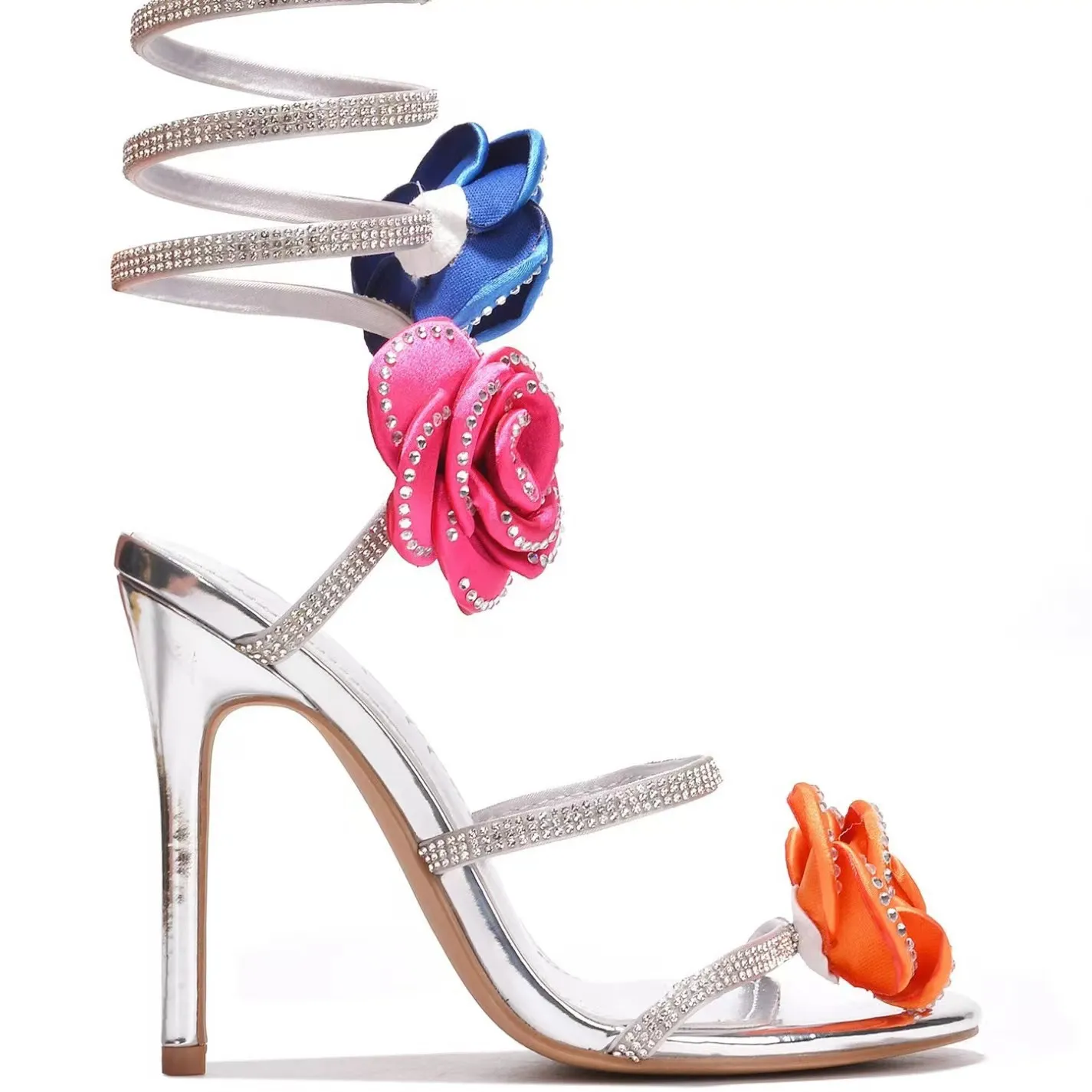 DHgate.com:2024 Satin Sheepskin Leather Sandals 10CM Stiletto High ...