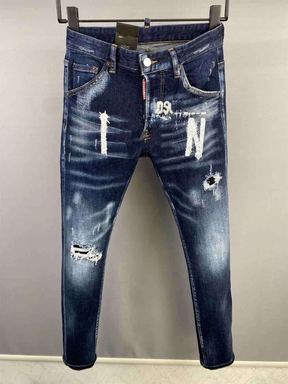 COOLGUY Mens Designer Dsquared2 Jeans With Ripped Patch COOLGUY Mens Designer Dsquared2 Jeans With Ripped Patch