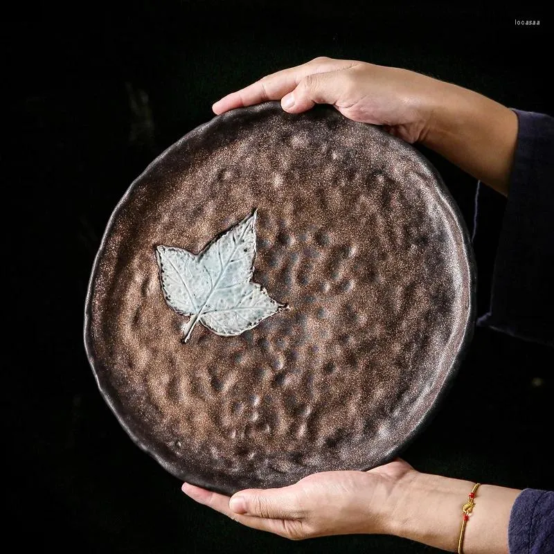 DHgate.com:Japanese Iron Glaze Bamboo Tea Tray Handmade Ceramic Saucer Tableware Serving Tray ...