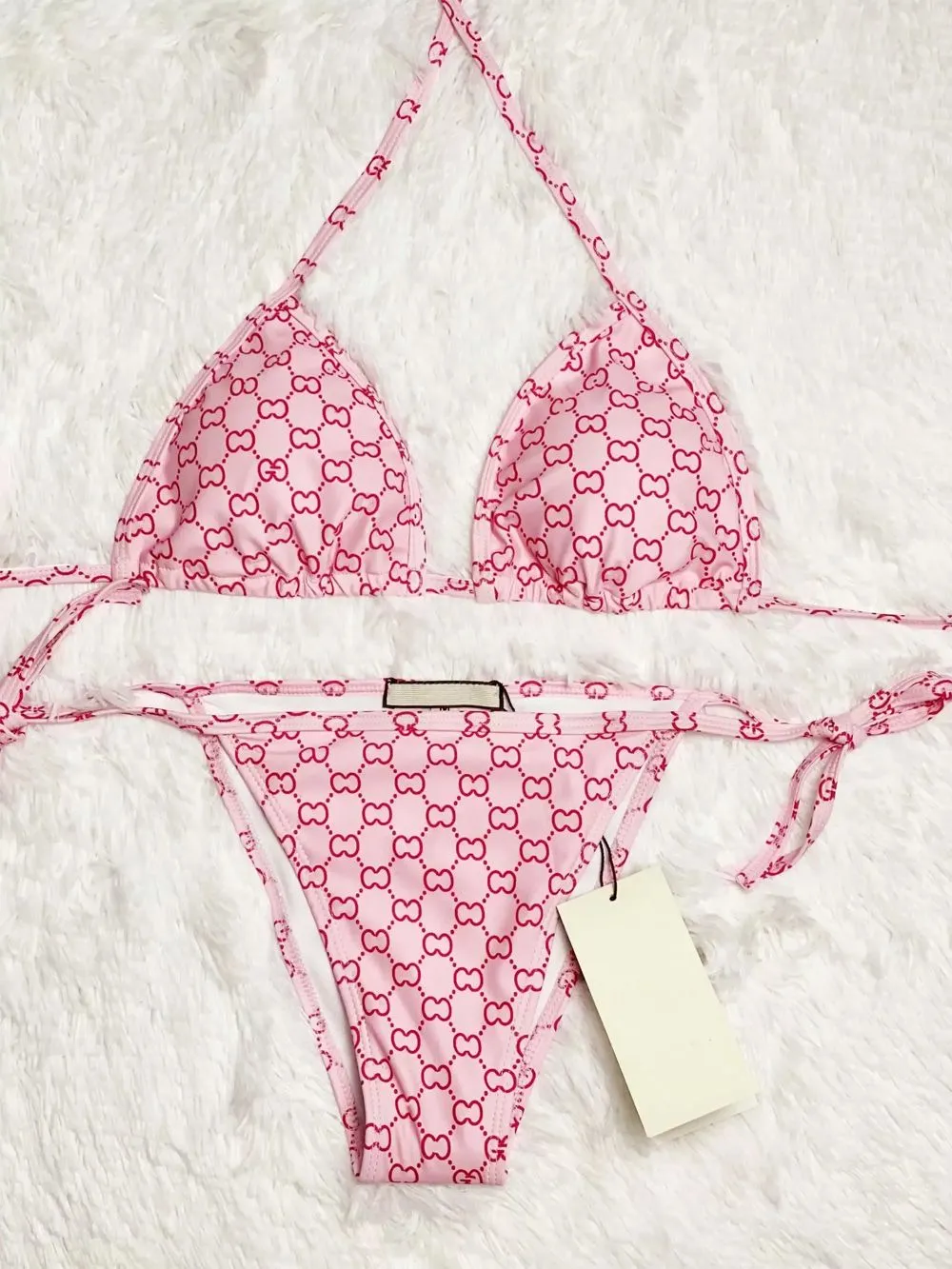 Sexy Womens Bikini Sets Clear Strap Swimsuits For Beach & Summer Pink ...