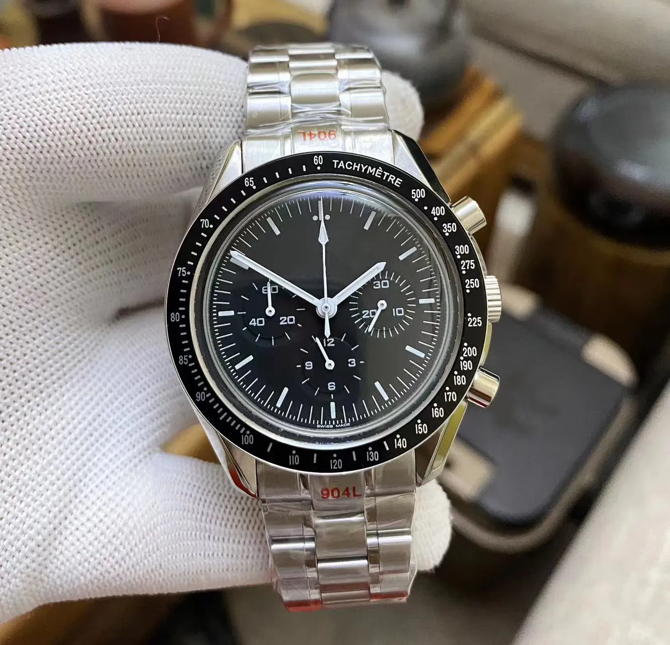 40mm Wrist Watch: Stainless Steel Chronograph Timepiece With Date ...