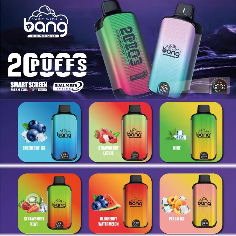 Bang 20000 Puffs Akıllı Ekran Puff 20K Tek Kullanımlık E Cigettes Vape ...