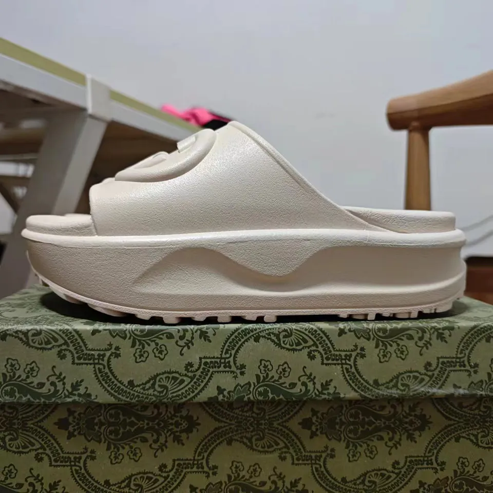 Luxury Designer Embossed Rubber Platform Slide Sandals For Women ...