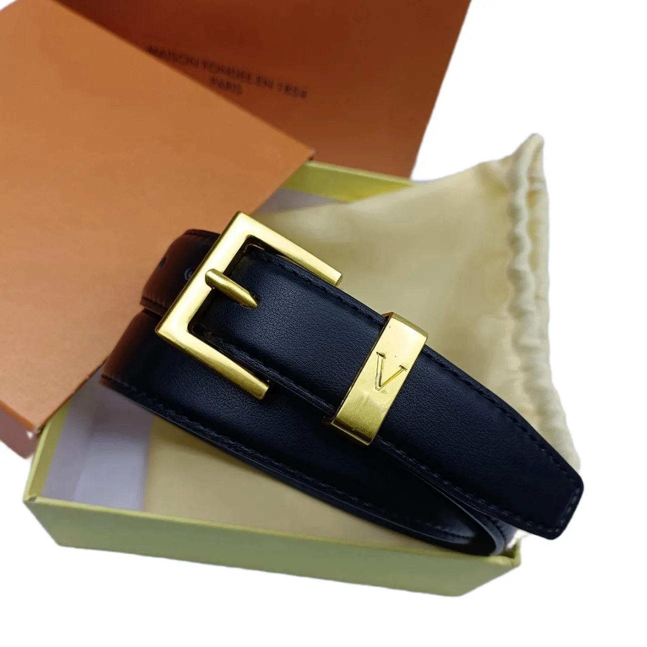 Luxury Square Buckle Leather Designer Belt High End Brand Mens Womens ...