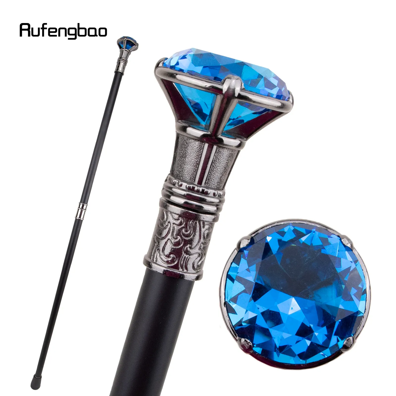Elegant Silver Walking Cane - Blue Diamond Accent, Fashionable ...
