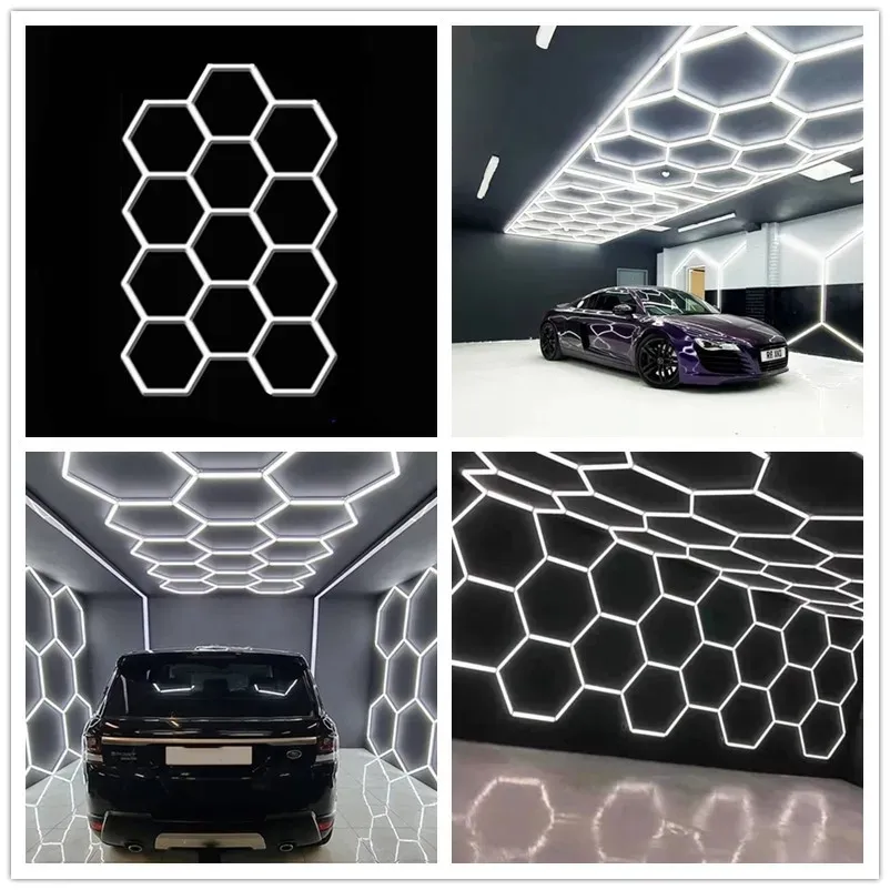 Honeycomb Garage Lighting LED Hexagon Ceiling Light System For Auto ...