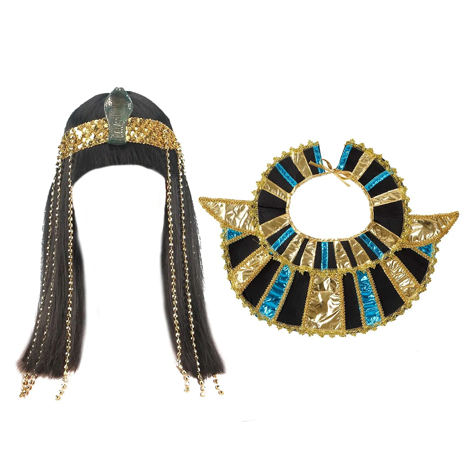 Cleopatra Egyptian Queen Cosplay Headband With Plastic Beads, Fringe ...