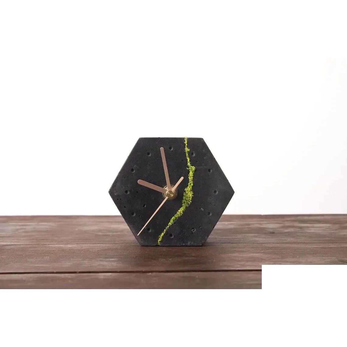 Desk Table Clocks Minimalist Concrete Clock With Scandinavian Moss ...