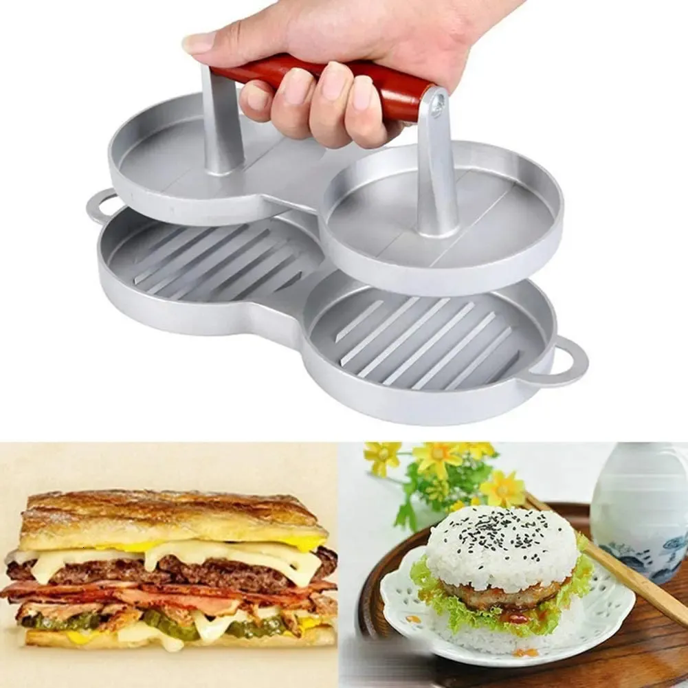 DHgate.com:Double Grid Double Hole Burger Meat Press Machine Non-Stick ...