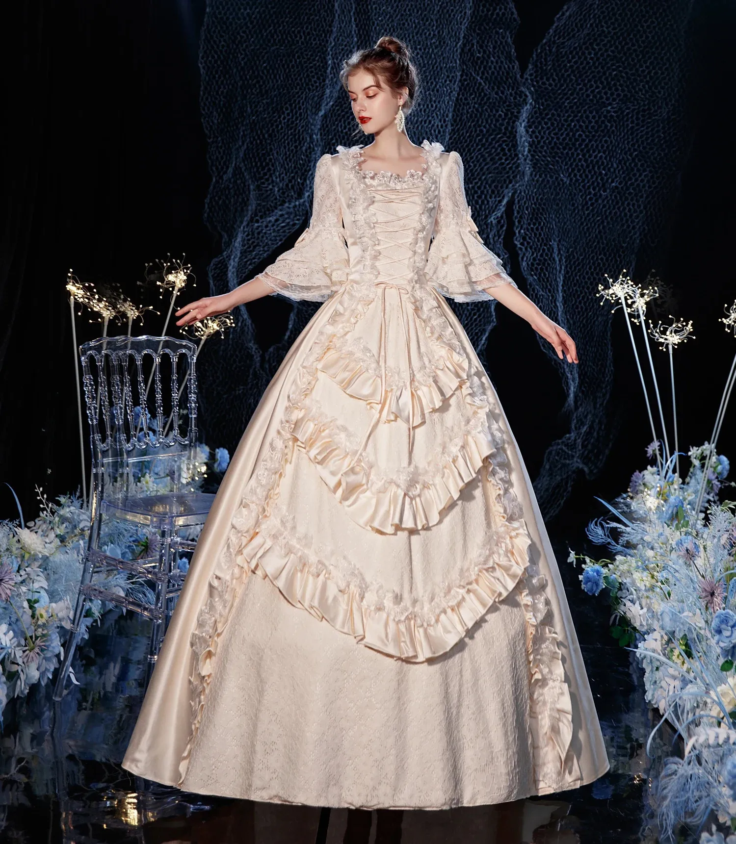 Champagne Gown Prom Dress: Vintage Inspired Baroque Rococo Costume Ball ...
