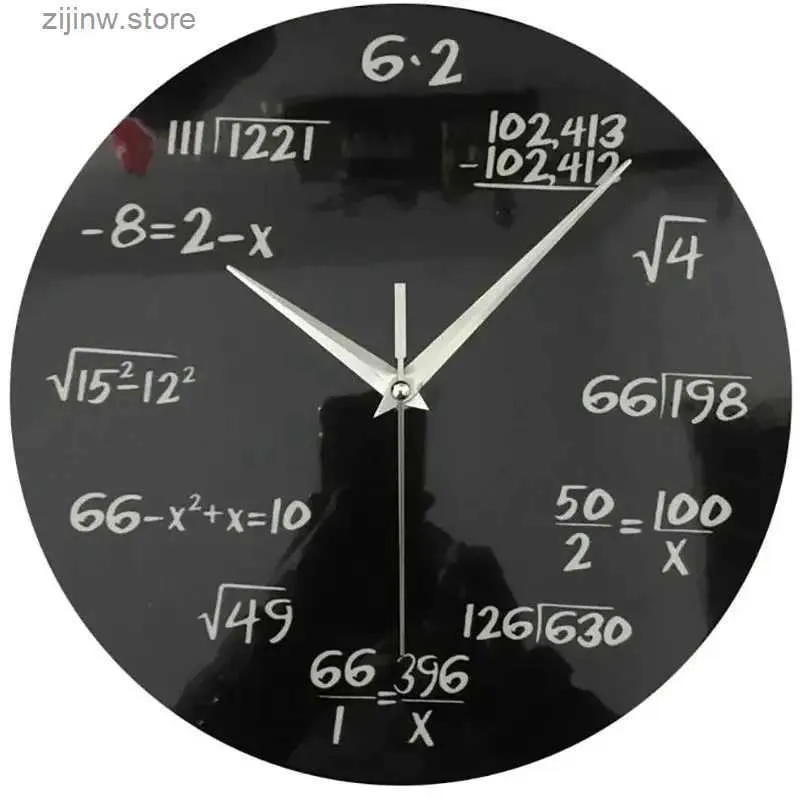 MathClock 12 Wall Clock: Black Powder Coat, Quartz, Large Arithmetic ...