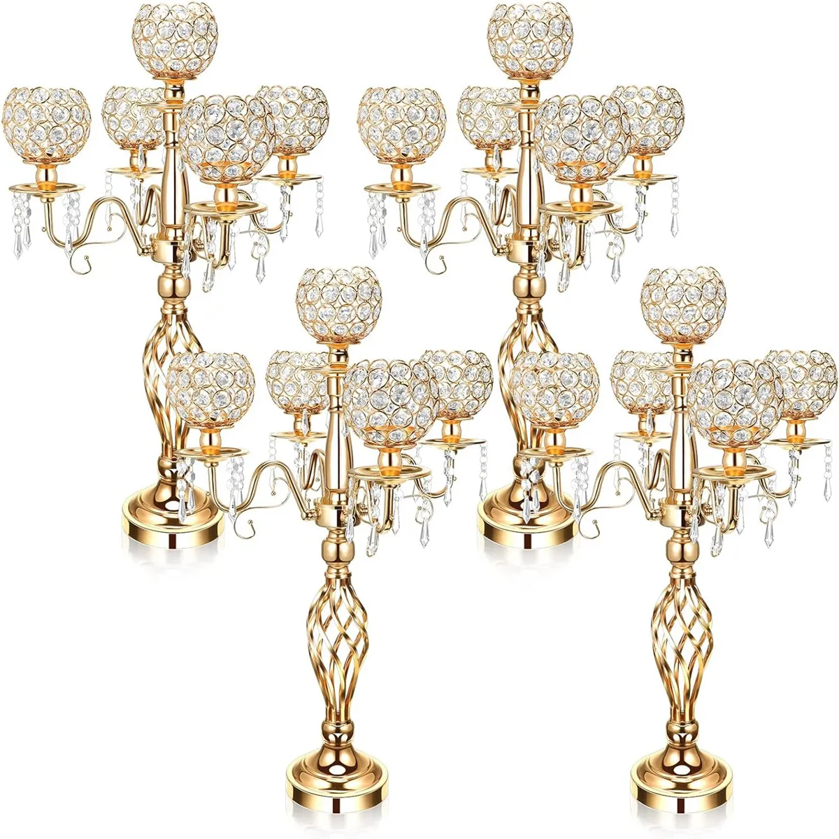 Elegant Crystal Table Centerpieces - 5 Arm Candelabras for Stunning ...
