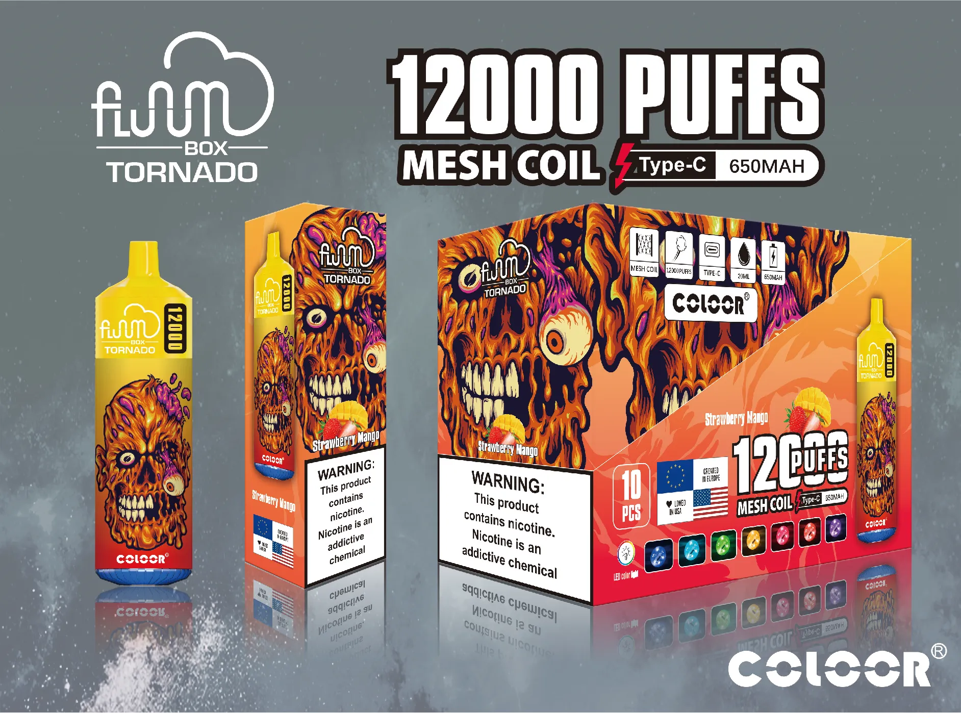 Floom Tornado Box 12000: High Vaping & LED Lined Portable Vape Pods ...