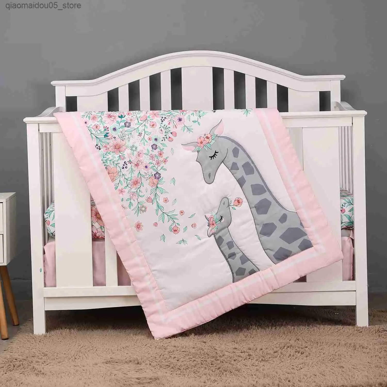 DHgate.com:3-Piece Microfiber Brushed Baby Crib Set in Pink for Girls ...