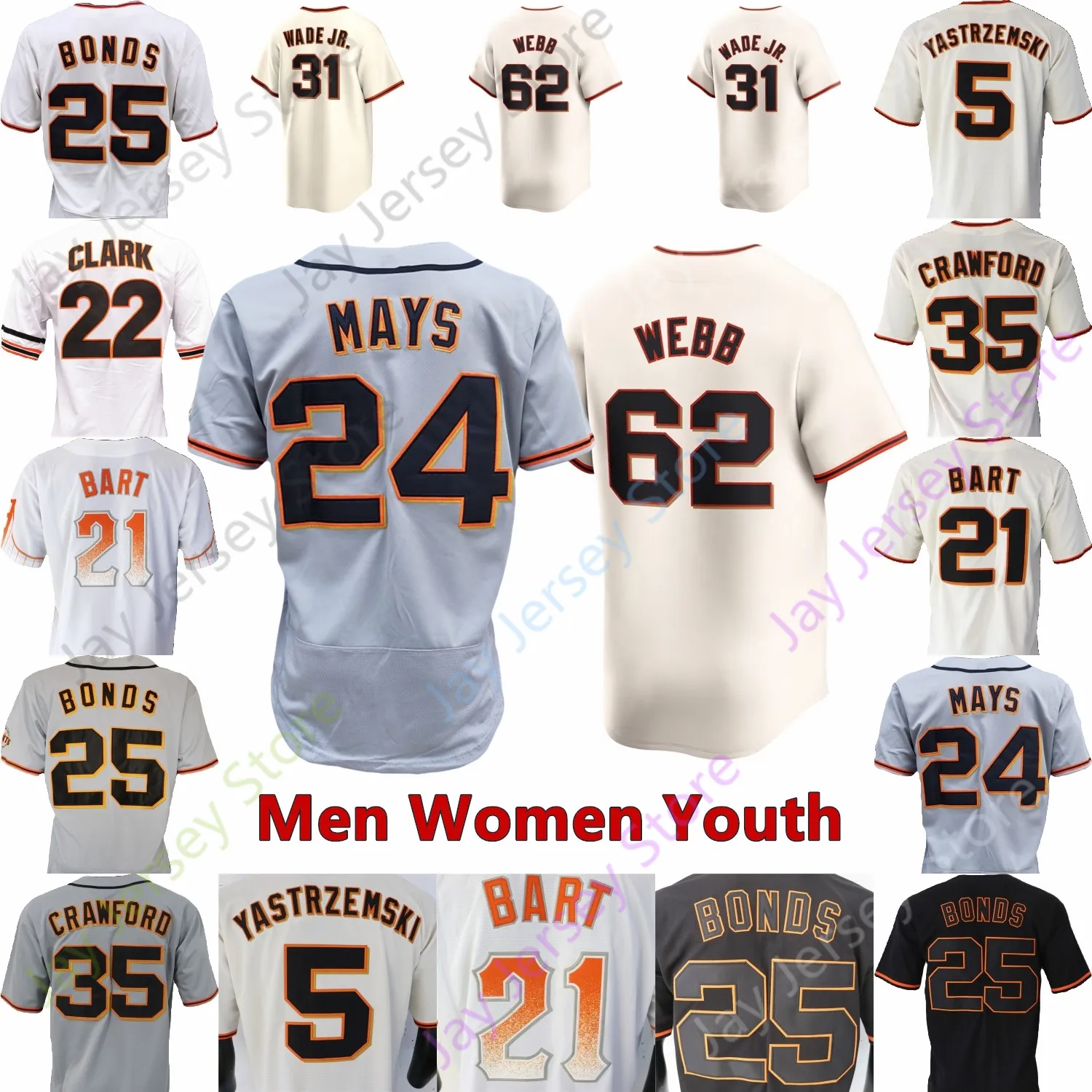 J H Lee Baseball Jersey: Bonds, Clemente, Mays, Willie & More Cool ...