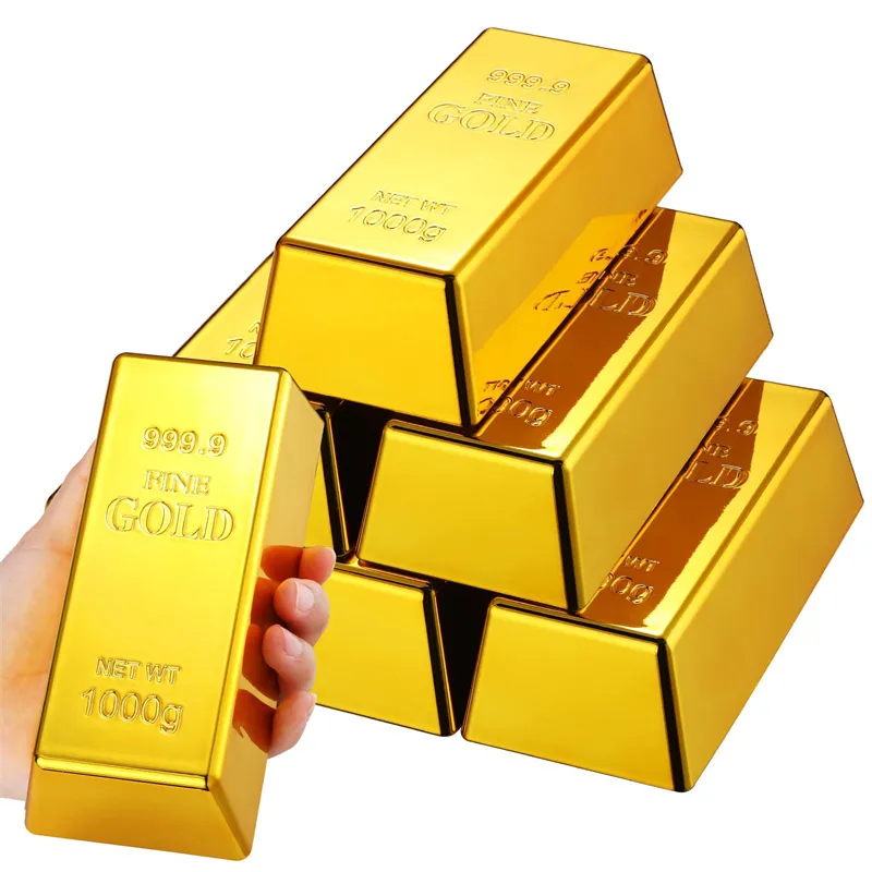 Premium Faux Gold Bullion Bar - Realistic Plastic Gold Bar for Home ...