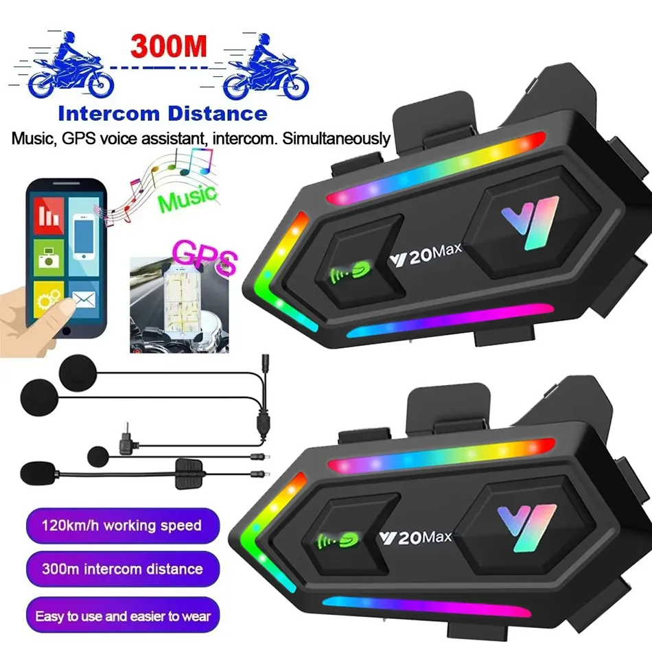 DHgate.com:Y20 MAX Motorcycle Helmet Bluetooth Headset Intercom, IPX6 ...