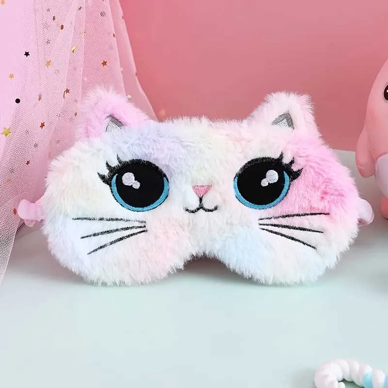 Cute Plush Cat Eye Plush Eye Mask For Travel And Rest Big Eyes Eye Mask ...