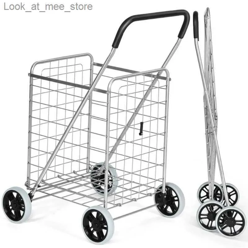 Folding Shopping Cart - Portable Utility Cart, Heavy Duty Grocery Cart ...
