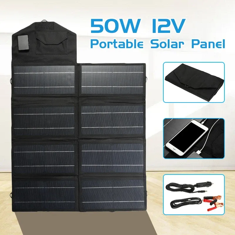 SolarFold 50W 12V Foldable Solar Panel Charger For Phone Battery ...
