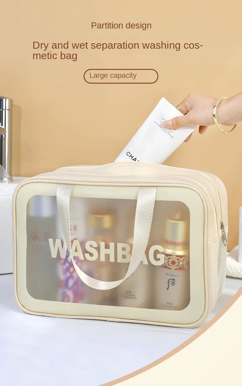 Large Capacity Travel Toiletry Bag - Wet & Dry Separation, Portable ...
