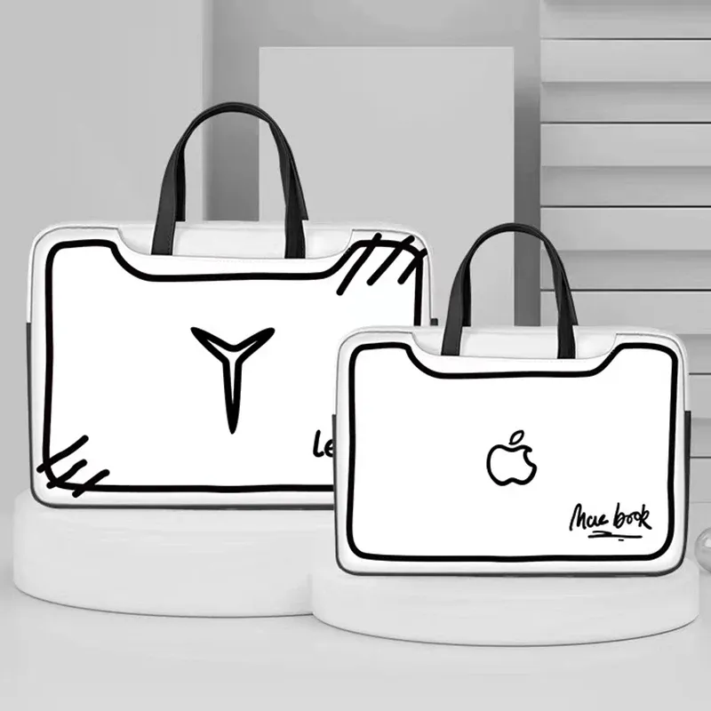 Backpack Creative Logo Laptop Bag Laptop Sleeve Case Simple Handbag PU ...