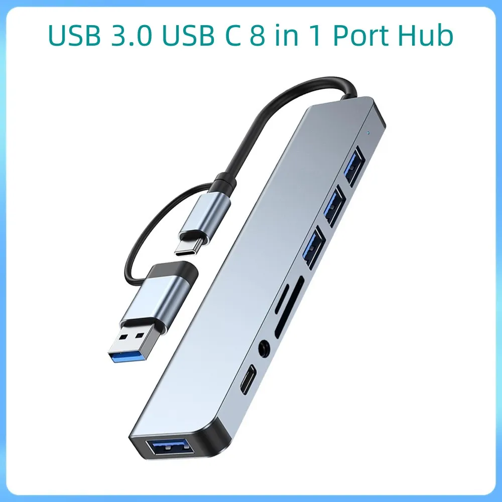 DHgate.com:USB 3.0 Type C Hub, 8-in-1 USB C Multiport Adapter with 4K ...