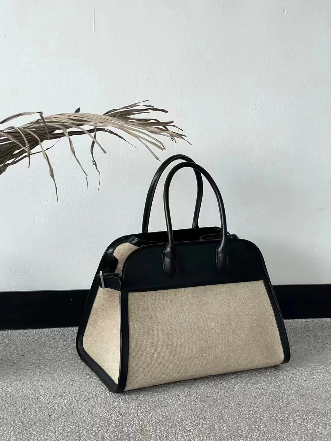 Designer Canvas Tote Bag Handmade Leather Accents, Stylish Commuter ...