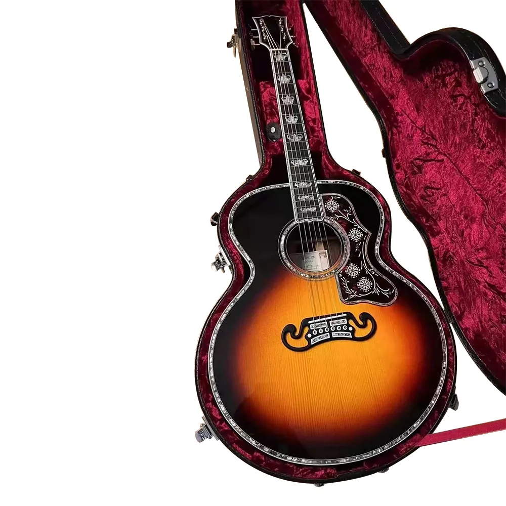 Custom Wooden Guitar: Full Solid Abalone Inlay, Hard Box, 43 Inch ...