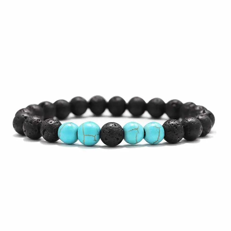 8mm Lava Stone & Turquoise Bead Diffuser Bracelet - Essential Oil ...