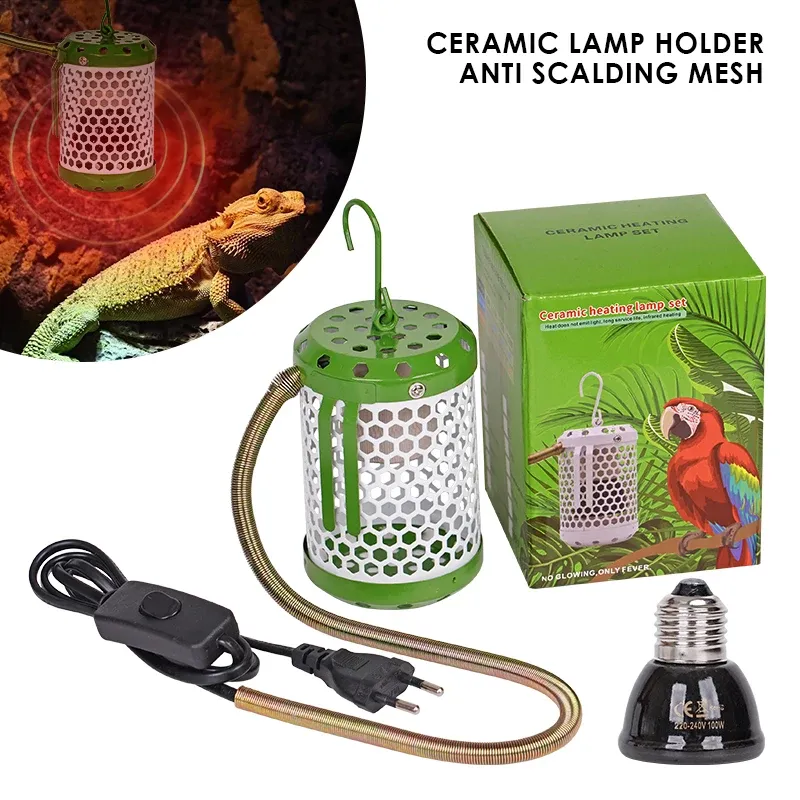 Parrot Heat Lamp & Cover Set - Safe Bird Heating, Anti-Scald Cage ...
