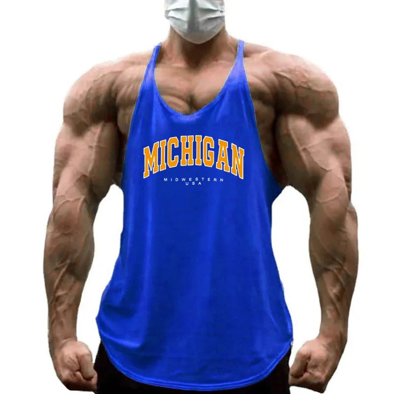 Mens Summer Cotton O Neck Mens Muscle Vests With Y Back Graphics Print ...