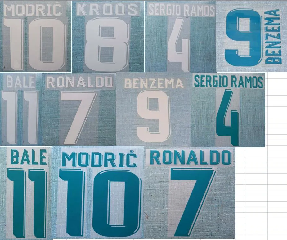 Soccer Nameset Patch For 2023 24 Real Madrid Jersey Ramos, Ronaldo ...