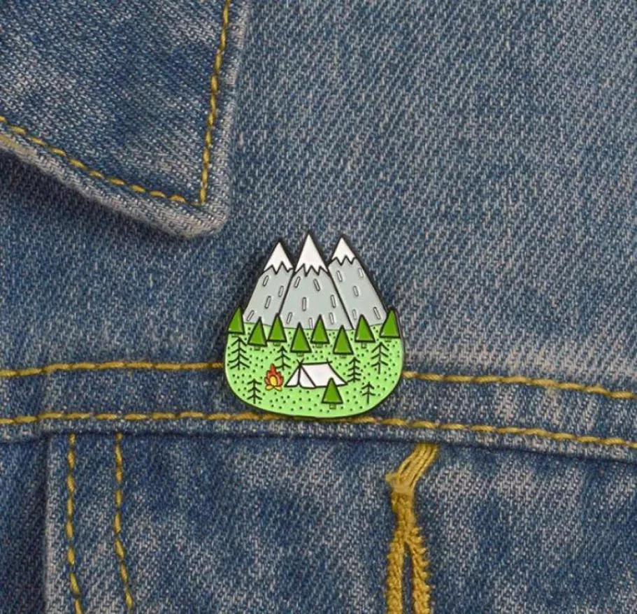 Nature Inspired Enamel Pin Badge For Adventure Lovers Mountains Wood ...