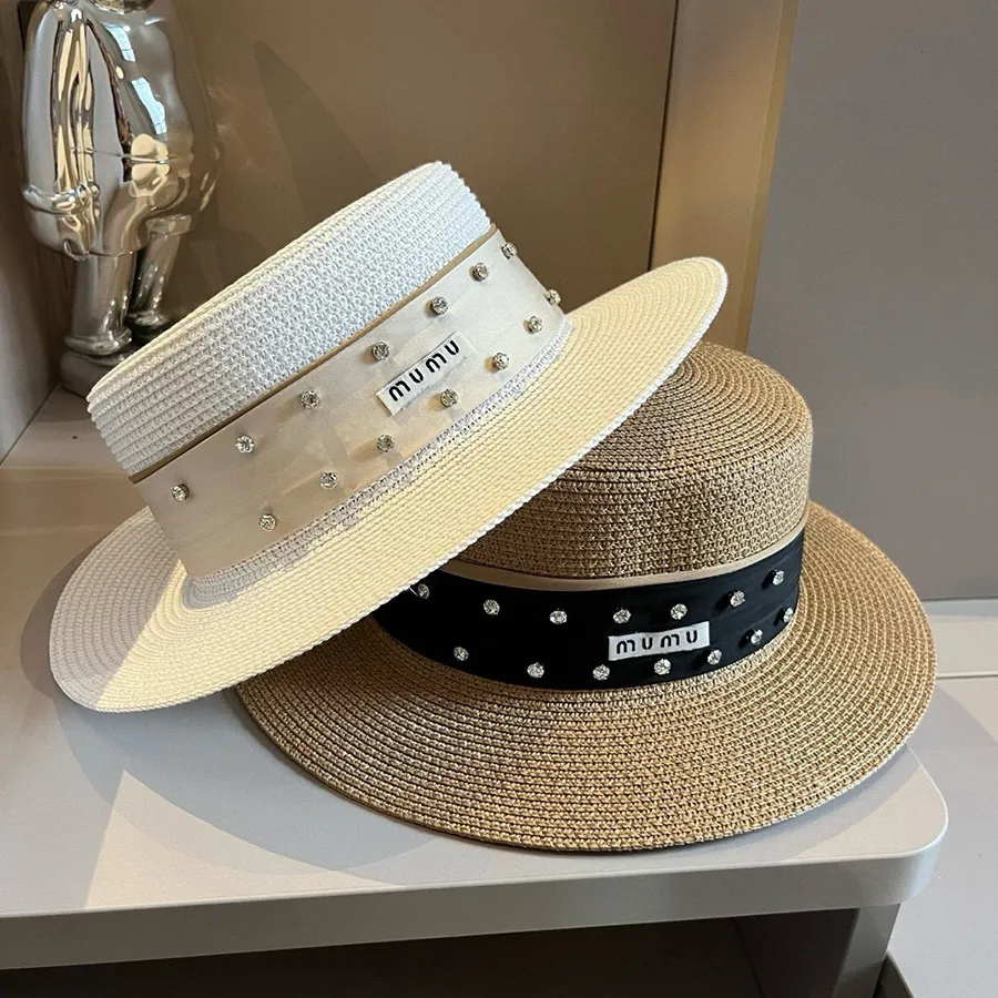 Flat Designer Wide Brim Straw Hats For Women And Men Fashion Sunscreen ...