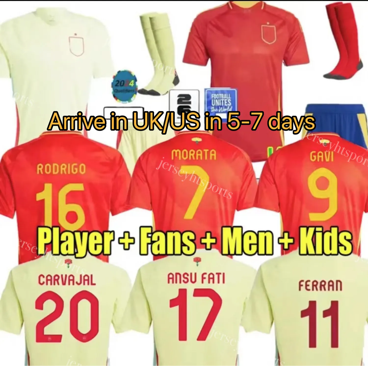 Customizable Spain Euro Cup Spain Football Kit Set Player Edition With ...