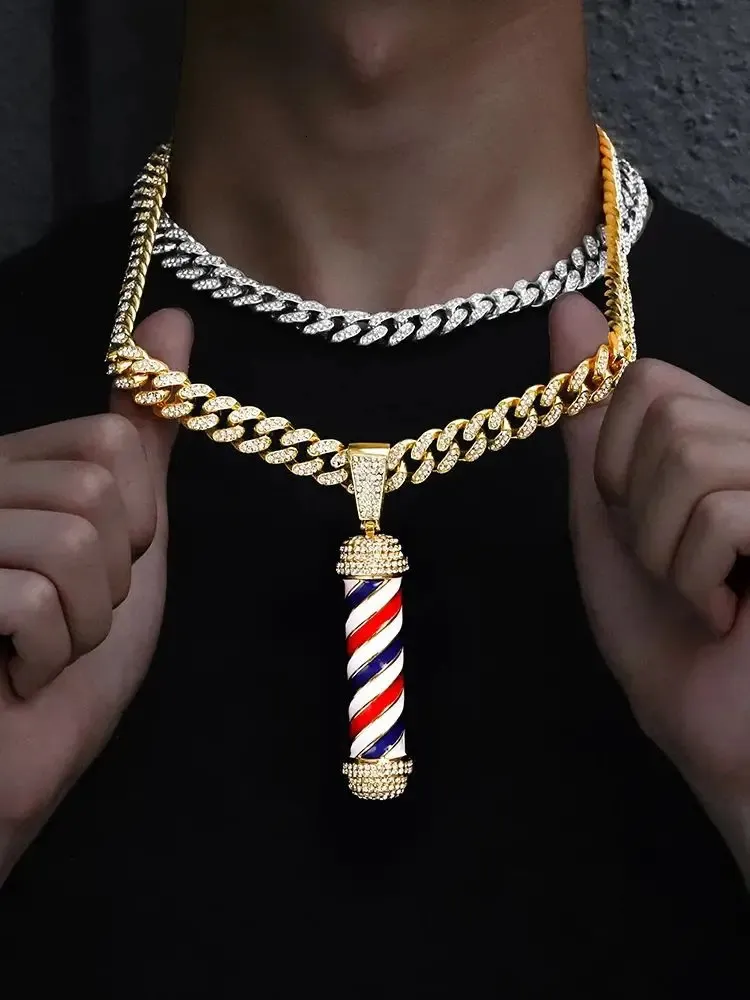 Fashion Barber Shop Pole 3D Pendant Necklace: Hip Hop Barber ...
