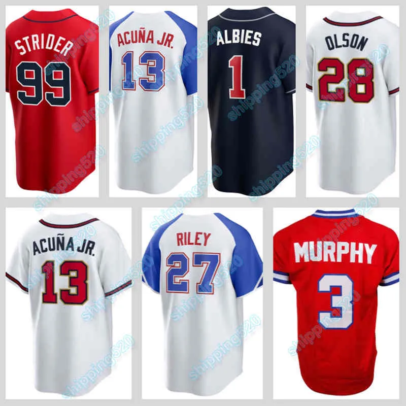 MLB All Red Baseball Uniforms Featuring Ronald Acuna Jr., Matt Olson ...