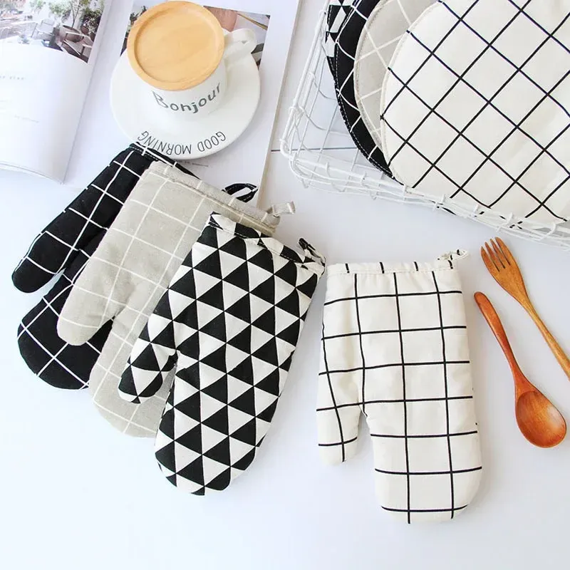 Cute Oven Gloves: Nordic Style Cotton Kitchen Cooking Mitts, Non-Slip ...