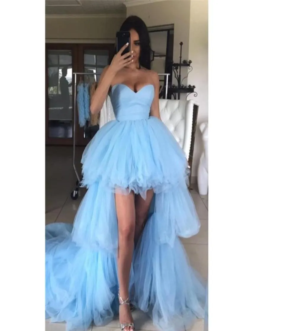 Light Sky Blue Sweetheart Ball Gown With Tulle Layers And Ruched ...
