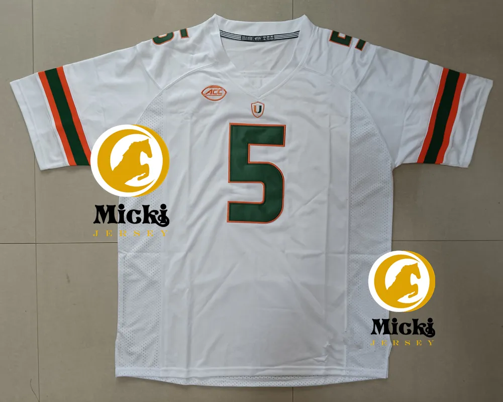 Custom Stitched MiamiHurricanes Ireland Football Top Markel Bell #76 ...