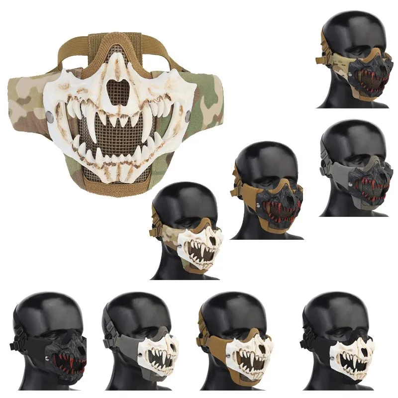 Skull Tactical Mask For Outdoor Airsoft Shooting Metal Steel Wire Mesh ...