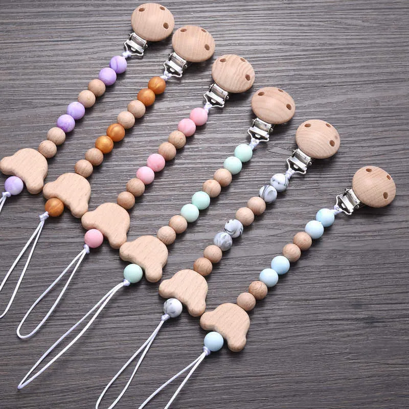 DHgate.com:5PCS Beech Wood Pacifier Clips: Colorful Animals Teether ...