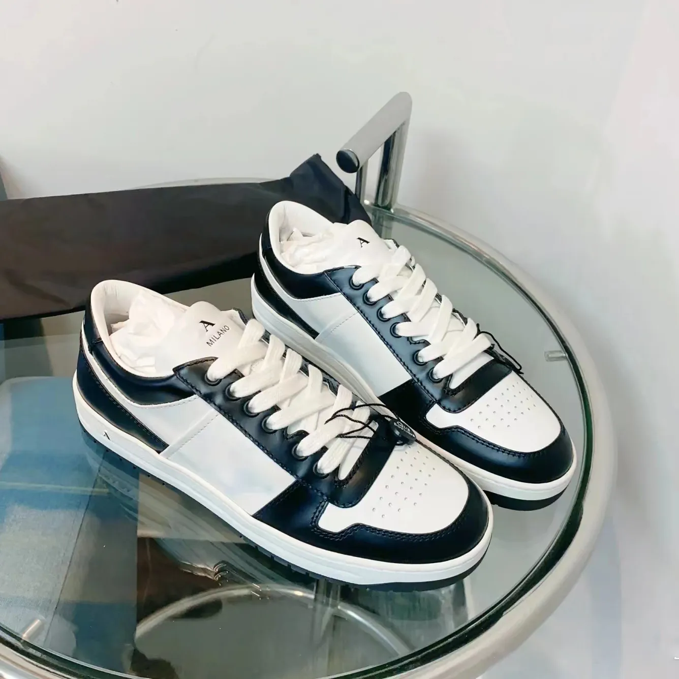 Luxury Leather Sneakers: Downtown Slides For Men And Women Panda White ...