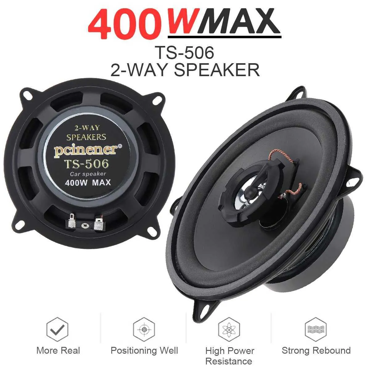 5'' HiFi Car Audio Pair 400W 2-Way Coaxial Car Audio Door Speaker Full ...